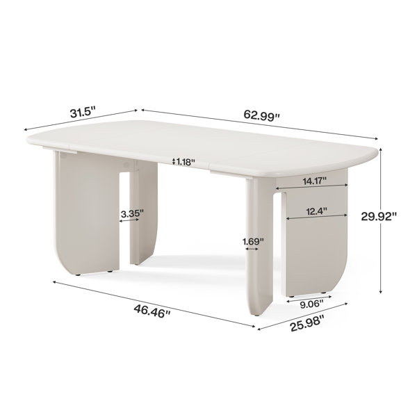17 Stories 63" Modern White Executive Desk, Home Office Desk With ...