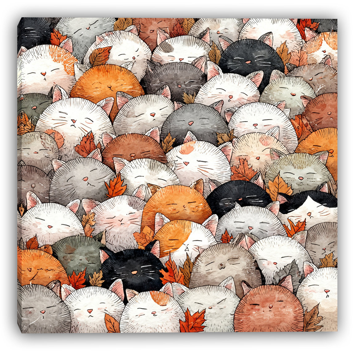 Ophelia & Co. Autumn Cat Crowd I Wrapped Canvas Wall Art | Wayfair