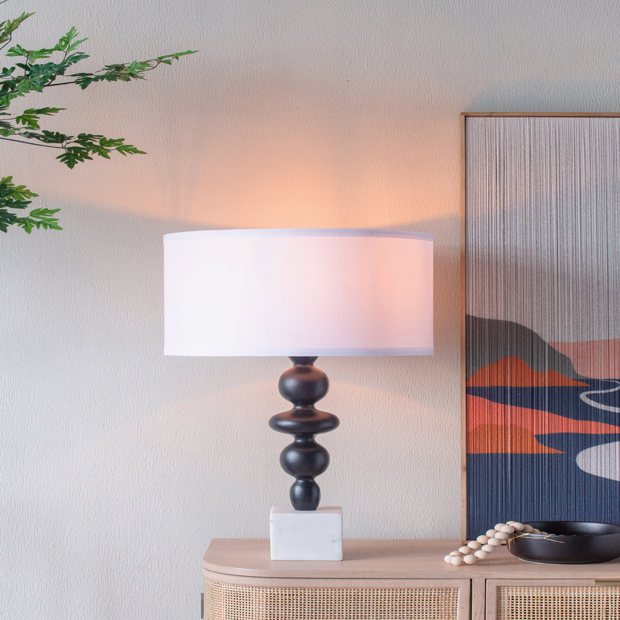 Latitude Run® Table Lamp, With Round Four Tiered Body Design With Lamp ...