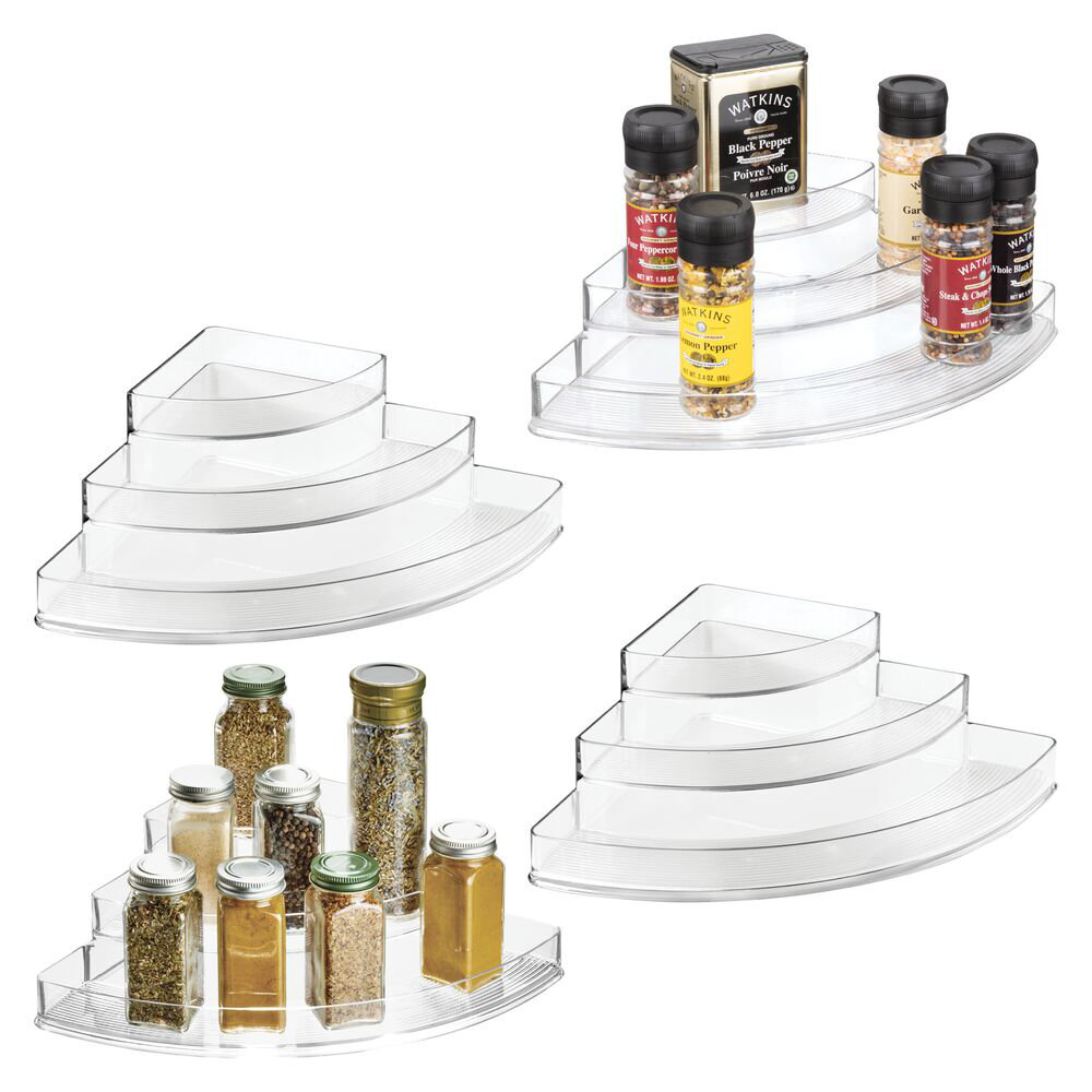iDesign Corner Spice Rack Organizer for Cabinets- Set of 4 - Clear ...