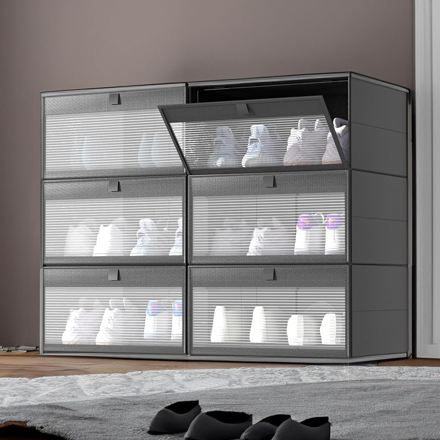 Rebrilliant Fabric Closet Shoe Organizer Boxes Up To 12 Pairs Of Shoes ...