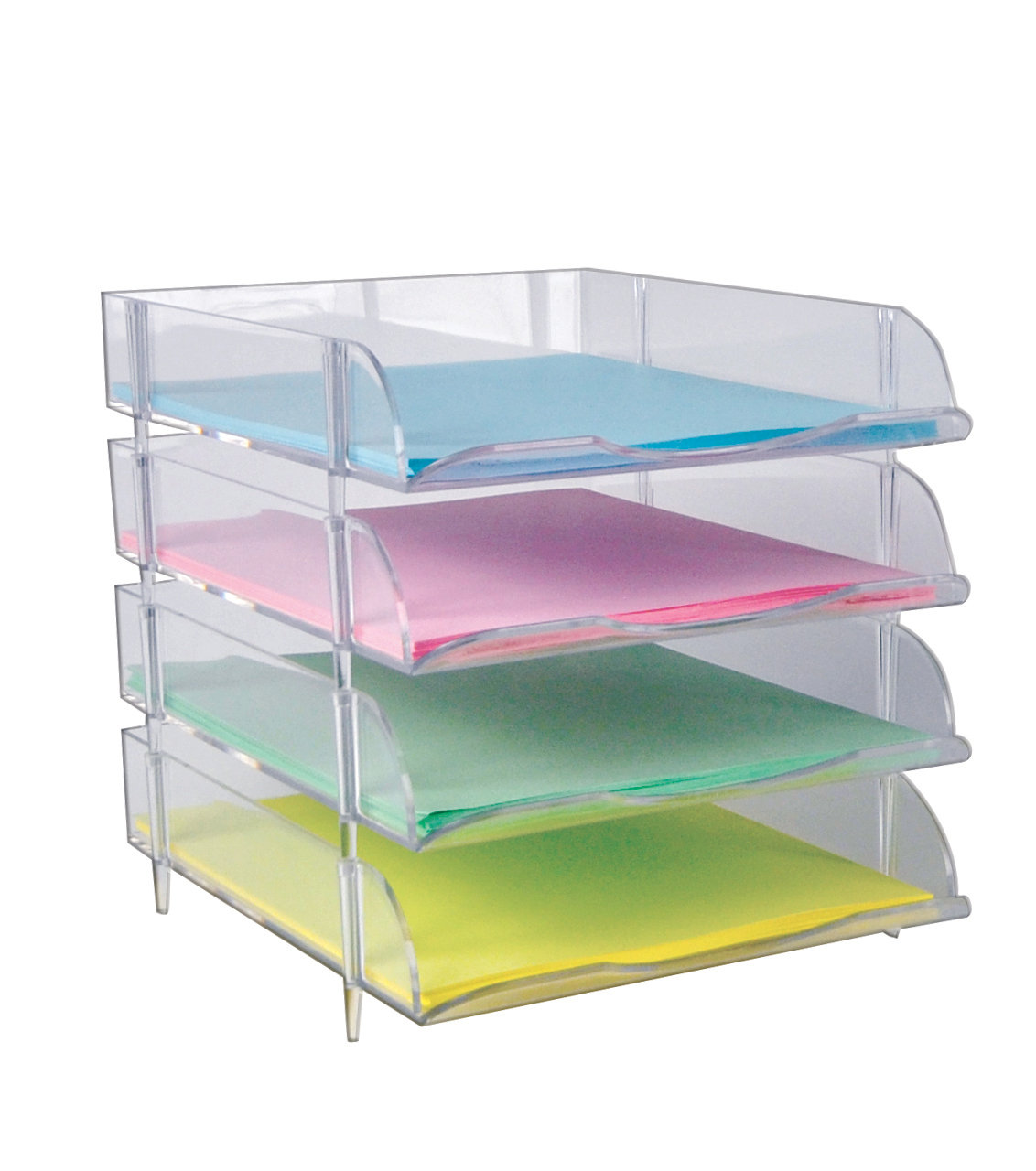 Azar Displays Stackable Clear Letter Tray Desk Organizer, 4-Pack | Wayfair
