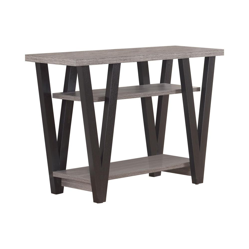 Gracie Oaks Stevens V-Shaped Sofa Table Black/Antique Gray | Wayfair
