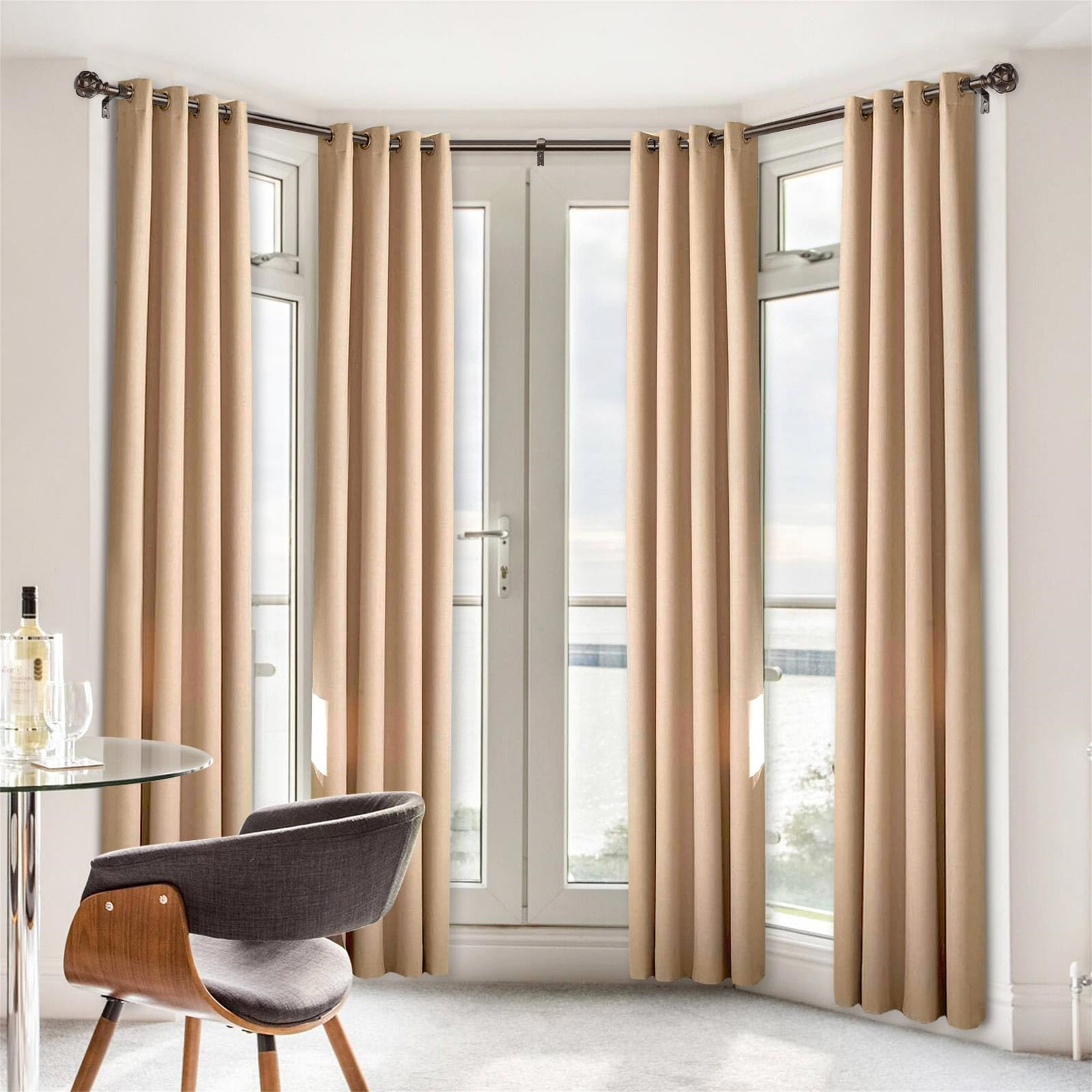 Bloomsbury Market 1 Inch Bay Window Curtain Rod, Bay Window Telescopic ...