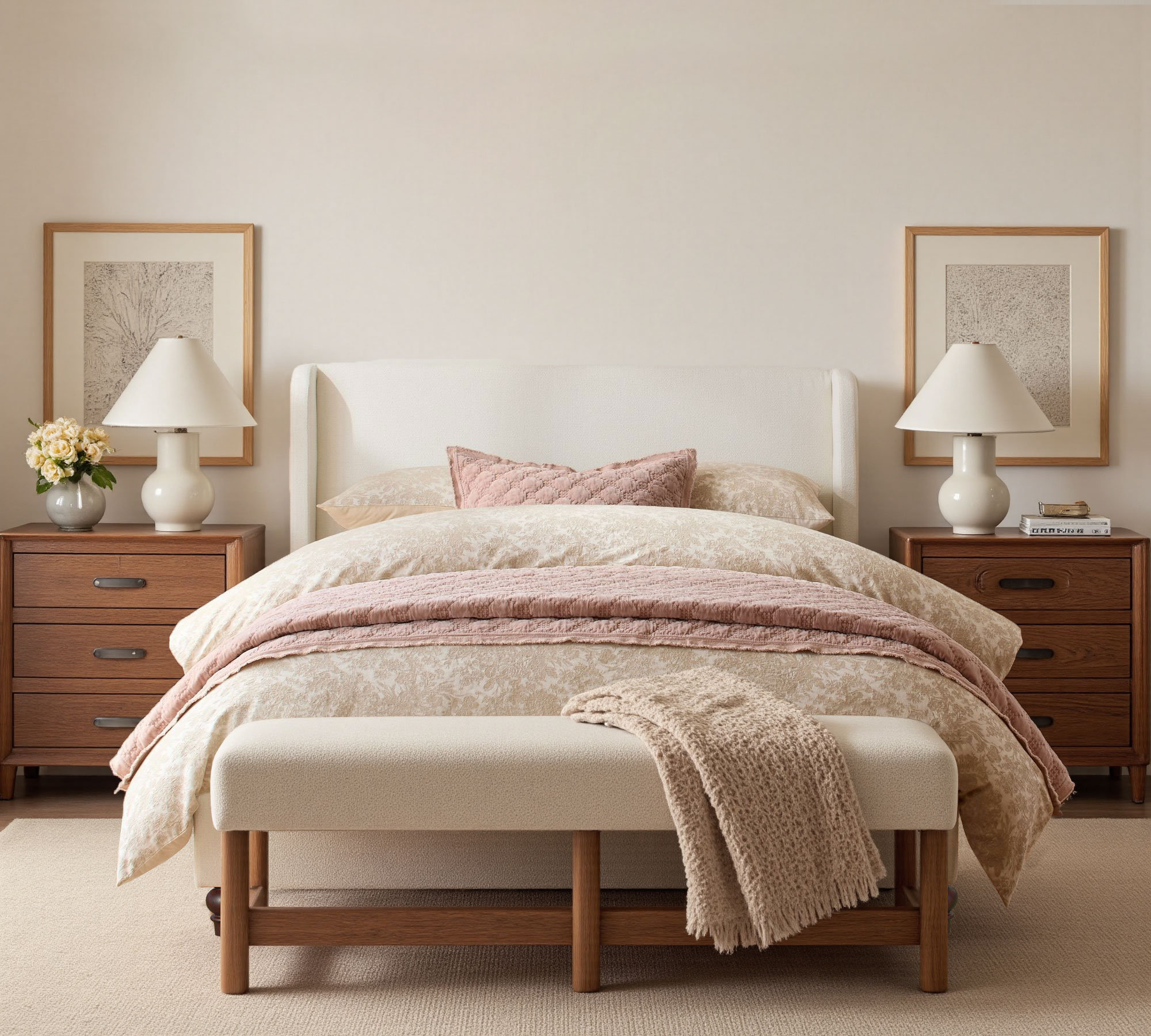Charlton Home® Upholstered High Back Platform Bed With Wingback ...