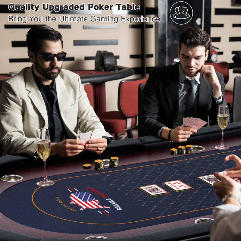 RayChee 86'' 10-Player Pine Poker Table Foldable, Folding Texas Holdem ...