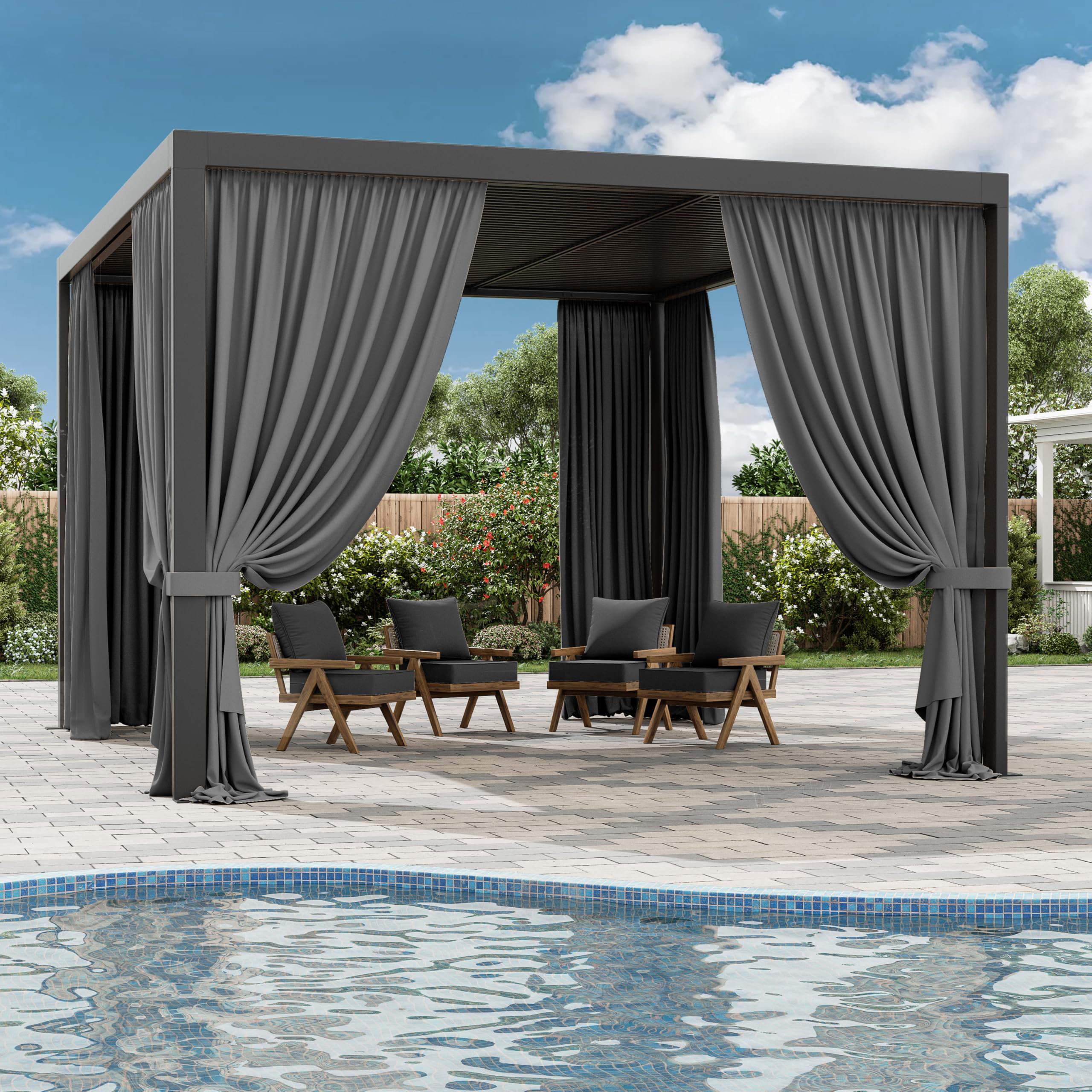 Equal Fitness Outdoor Gazebo Curtains Polyester Side Wall For Gazebo, 4 ...