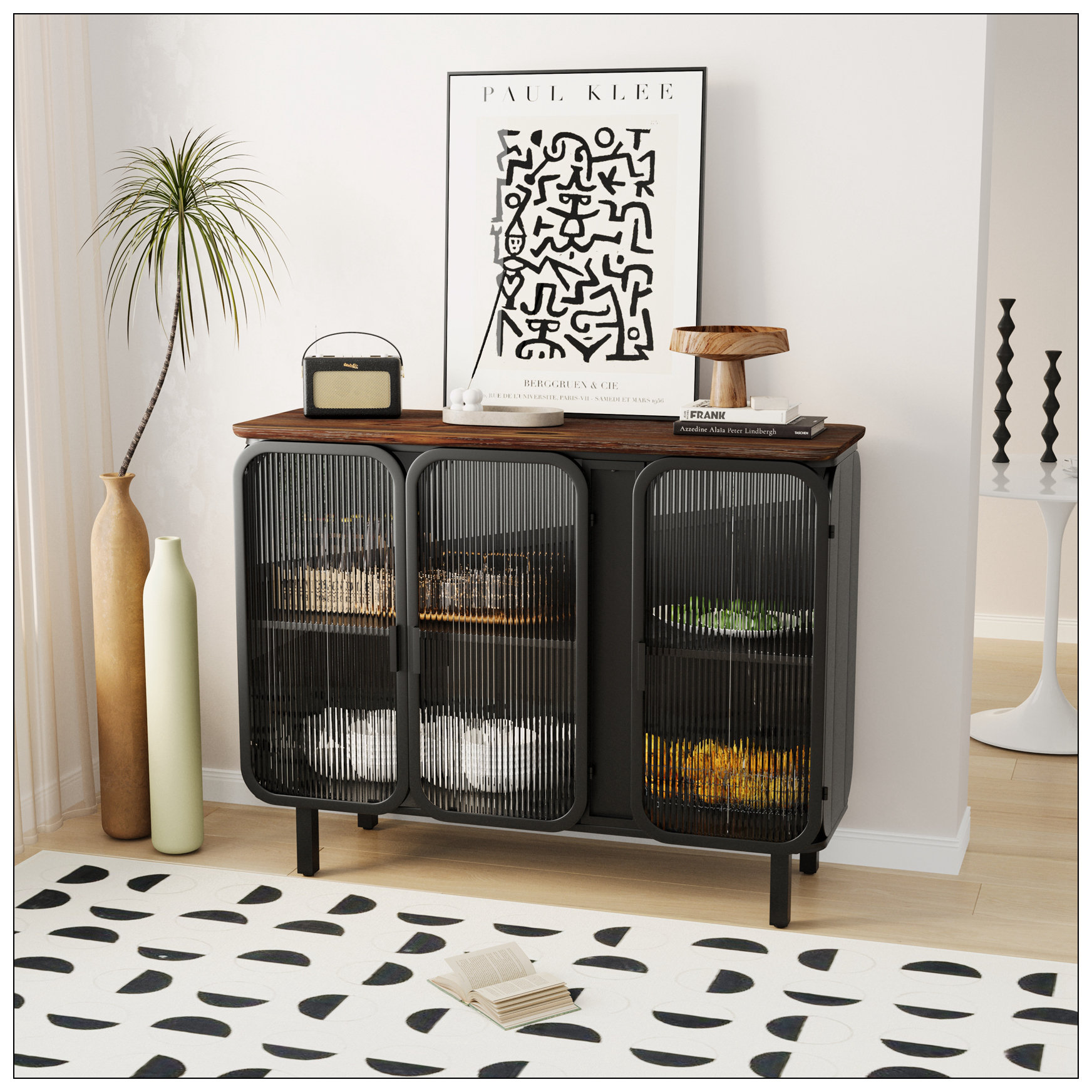 Corrigan Studio 40.94"Glass Doors Modern Three-door Cabinet | Wayfair