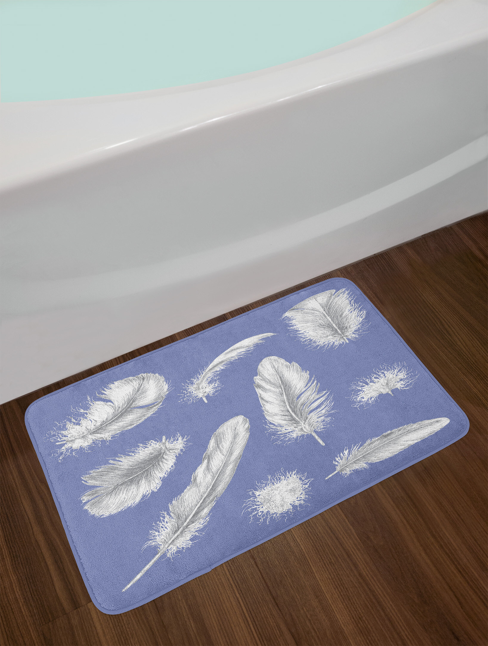 Ambesonne Feather Plush Bath Mat, Fluffy Greyscale Elements, 30.2"x20 ...