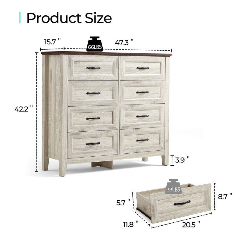 Lark Manor™ Anyah 8 Drawer 47.3" W Double Dresser & Reviews | Wayfair