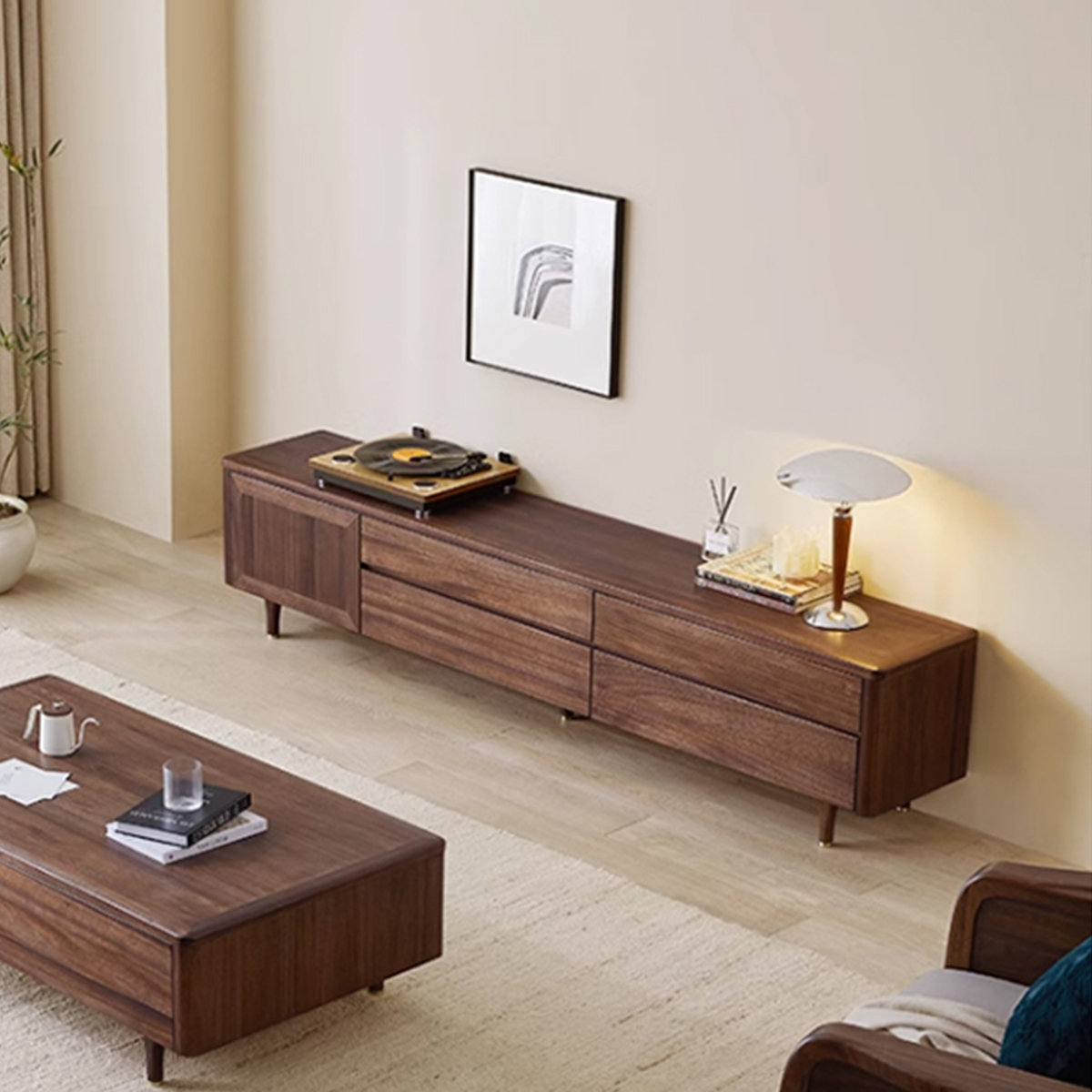 Feel High Pillows 86.77" Brown Standard Solid Wood TV Stands - Wayfair ...