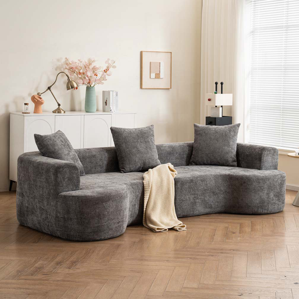 Latitude Run® Corduroy ille Fabric Curved Design Sofa | Wayfair