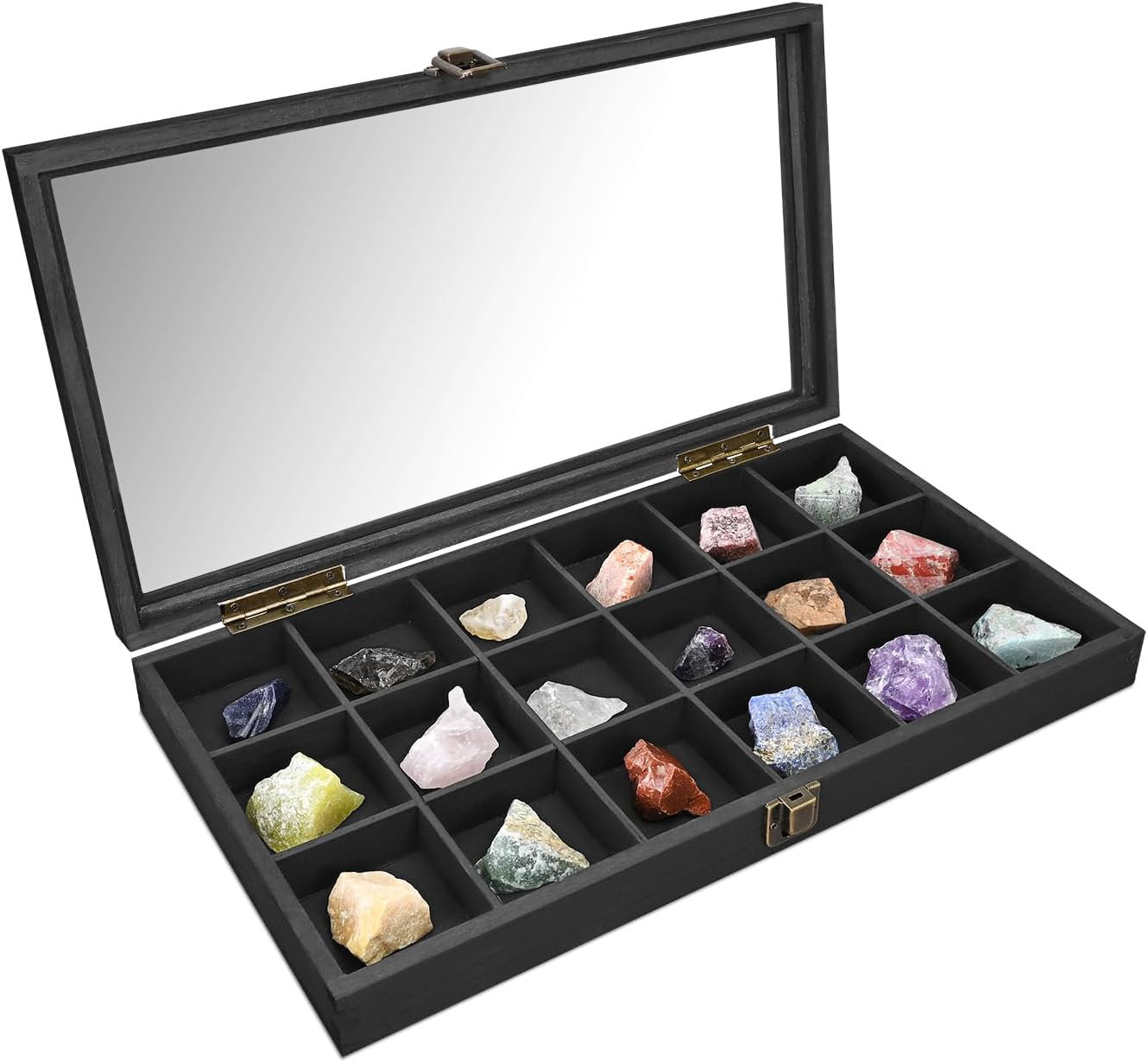 Ebern Designs Wooden Display Storage Case with Tempered Glass Lid | Wayfair