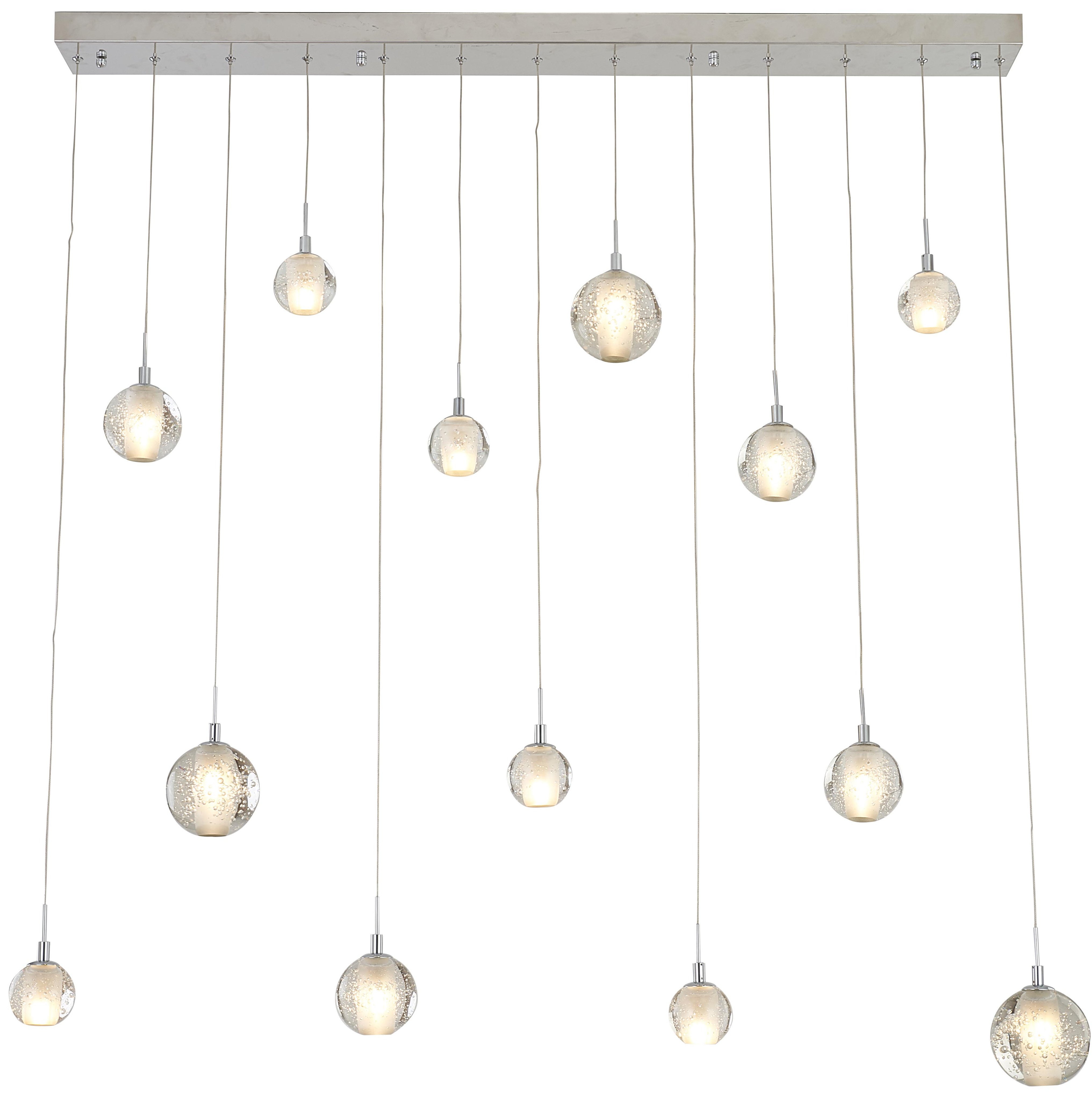 Latitude Run® Fotou 12-Light Chrome Metal Chandelier With Clear Crystal ...