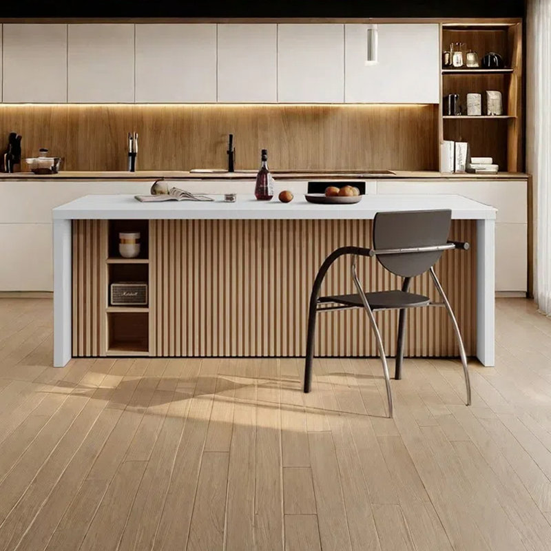 YY Concept Living Furniture 78.74-Inch Rectangular Kitchen Island with ...