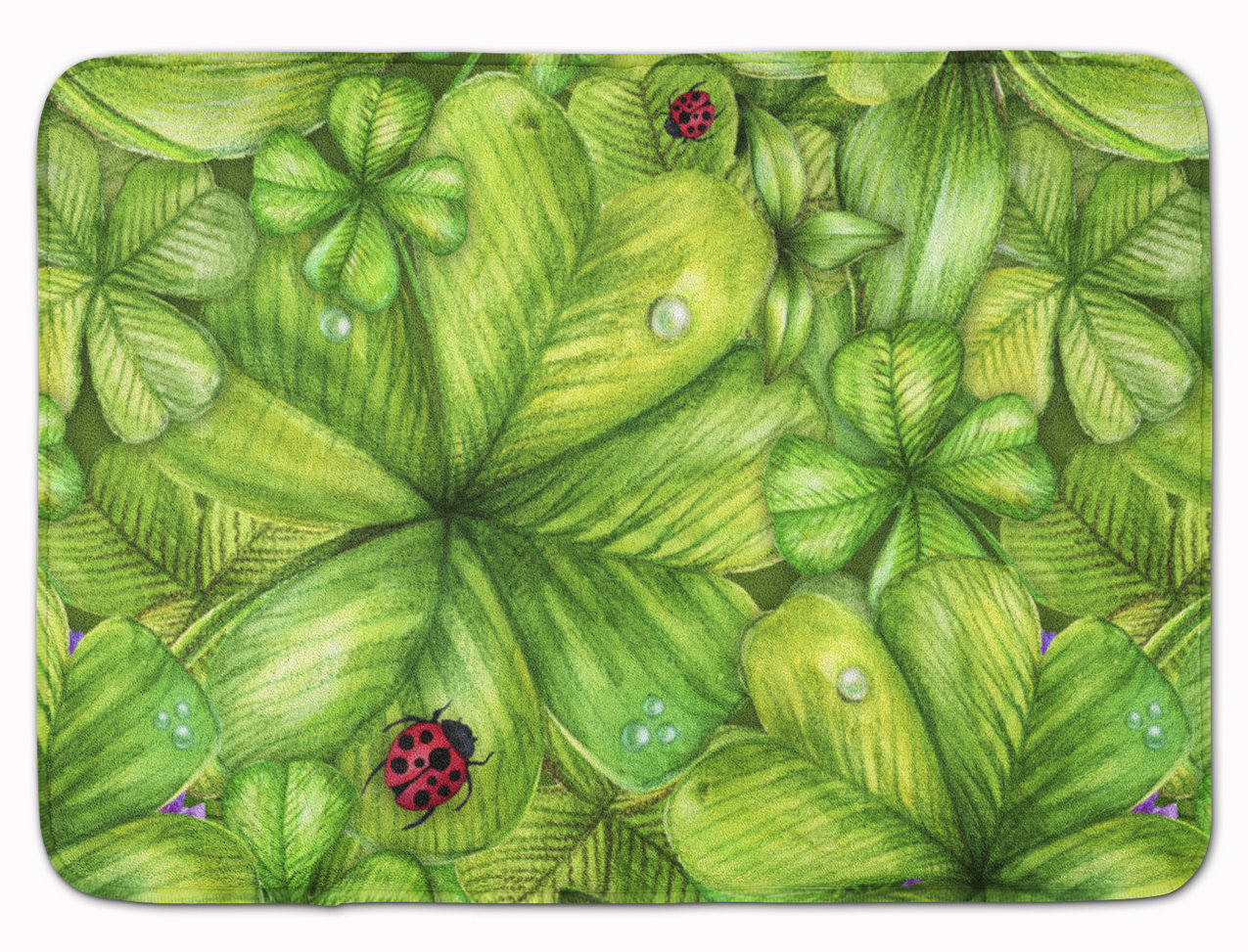 East Urban Home Shamrocks and Lady bugs Rectangle Microfiber Non-Slip ...