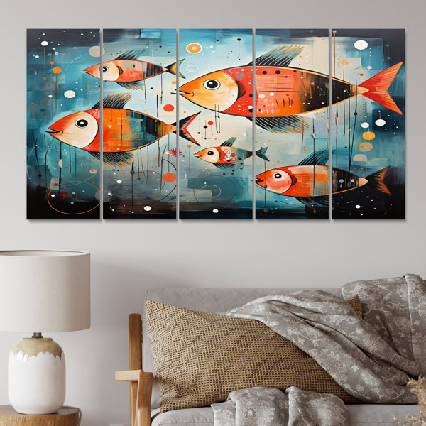 Dovecove Minimalism Fish Collages II - Animals Metal Wall Art Living ...