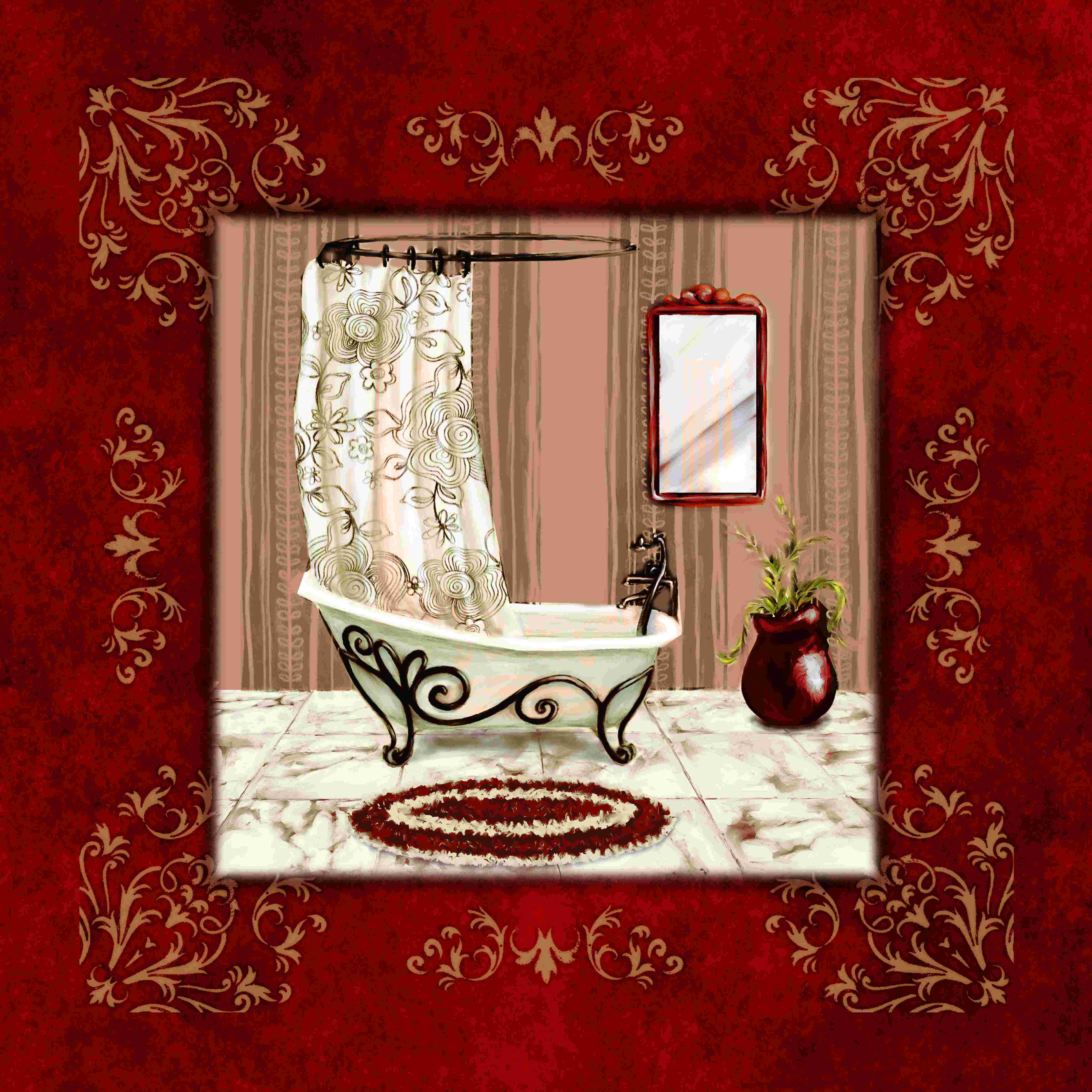 Charlton Home® Red Bath Scene | Wayfair