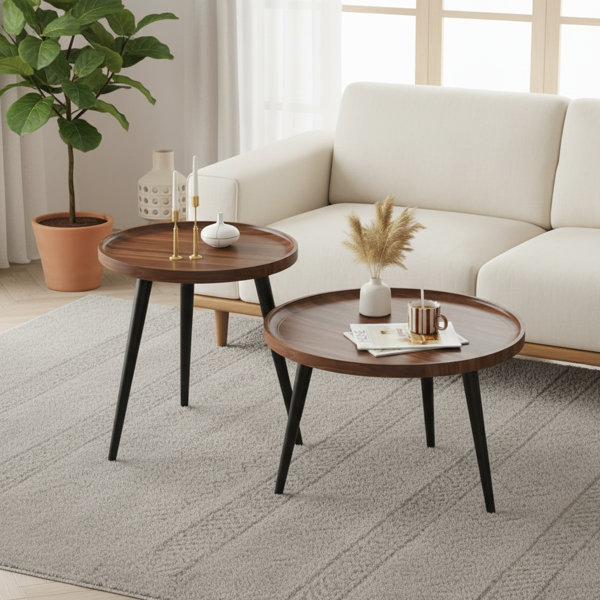 Mercer41 2 Piece Mid Century Modern Leamington Set, Heavy Duty Durable ...