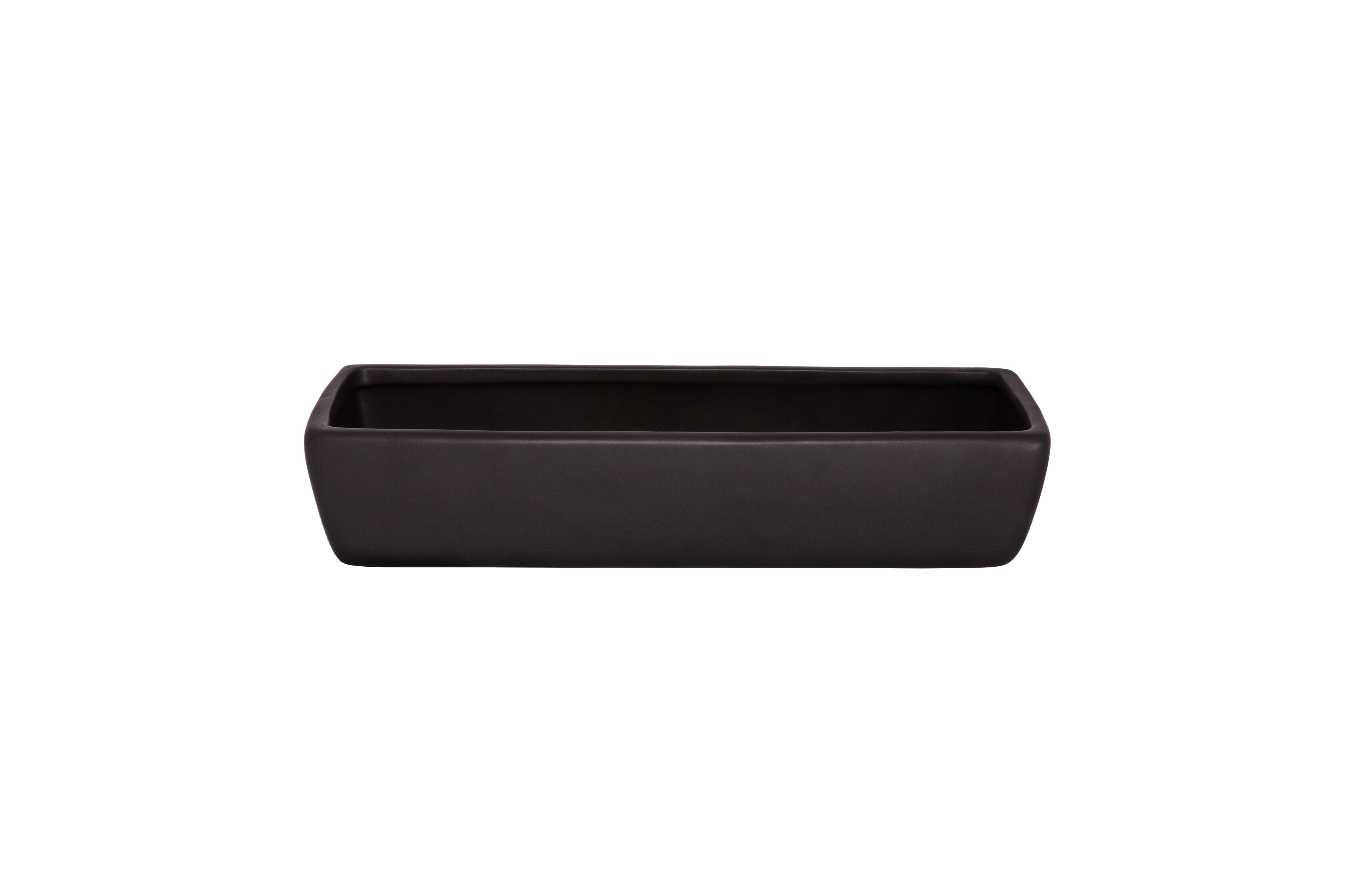 Wrought Studio™ Ceramic Low Rectangle Pot Matte Finish Black | Wayfair