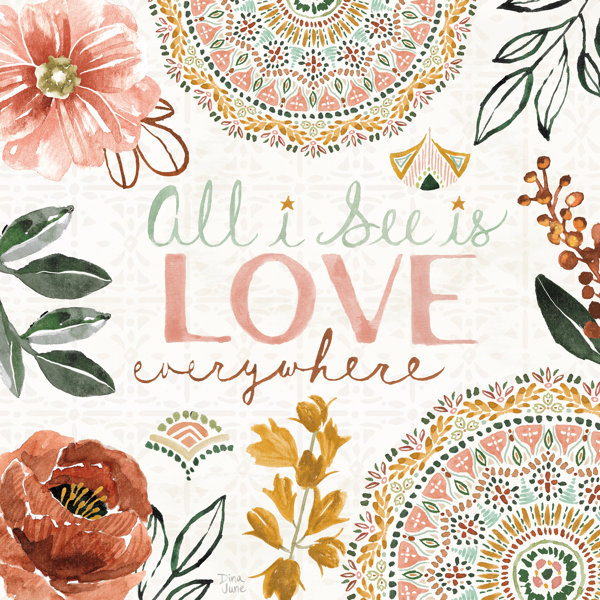 Trinx Floral Chic VI Love On Canvas by Dina June Print | Wayfair