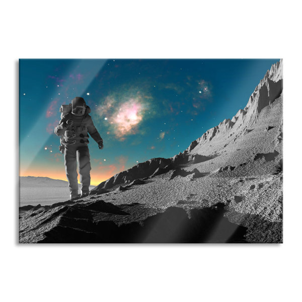 Brayden Studio Astronaut Running On The Moon - No Frame Print on Glass ...