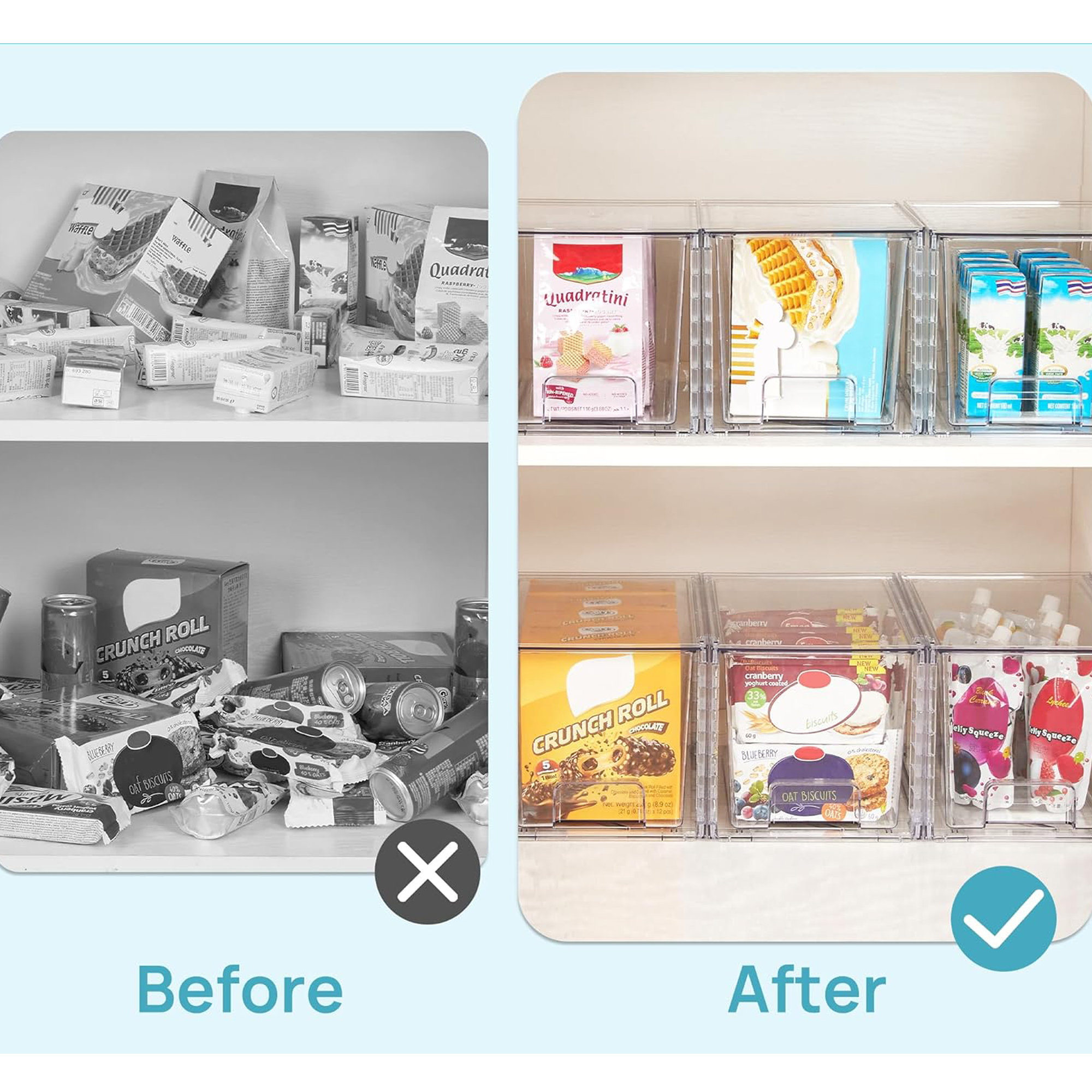 Rebrilliant 2Pack Stackable Storage Drawers, Clear Organizer Bins with ...