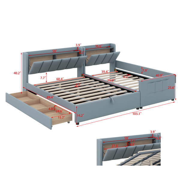 Red Barrel Studio® Jyler Queen & Twin XL Upholstered Mother & Child Bed ...