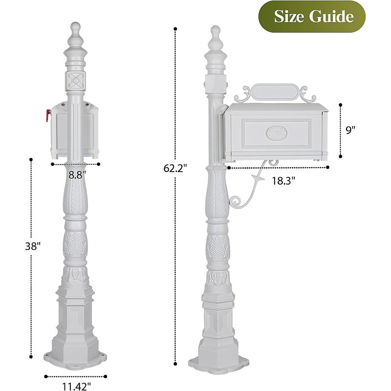 Polar Aurora Cast Aluminum Mailbox With Post Barcelona Decorative ...