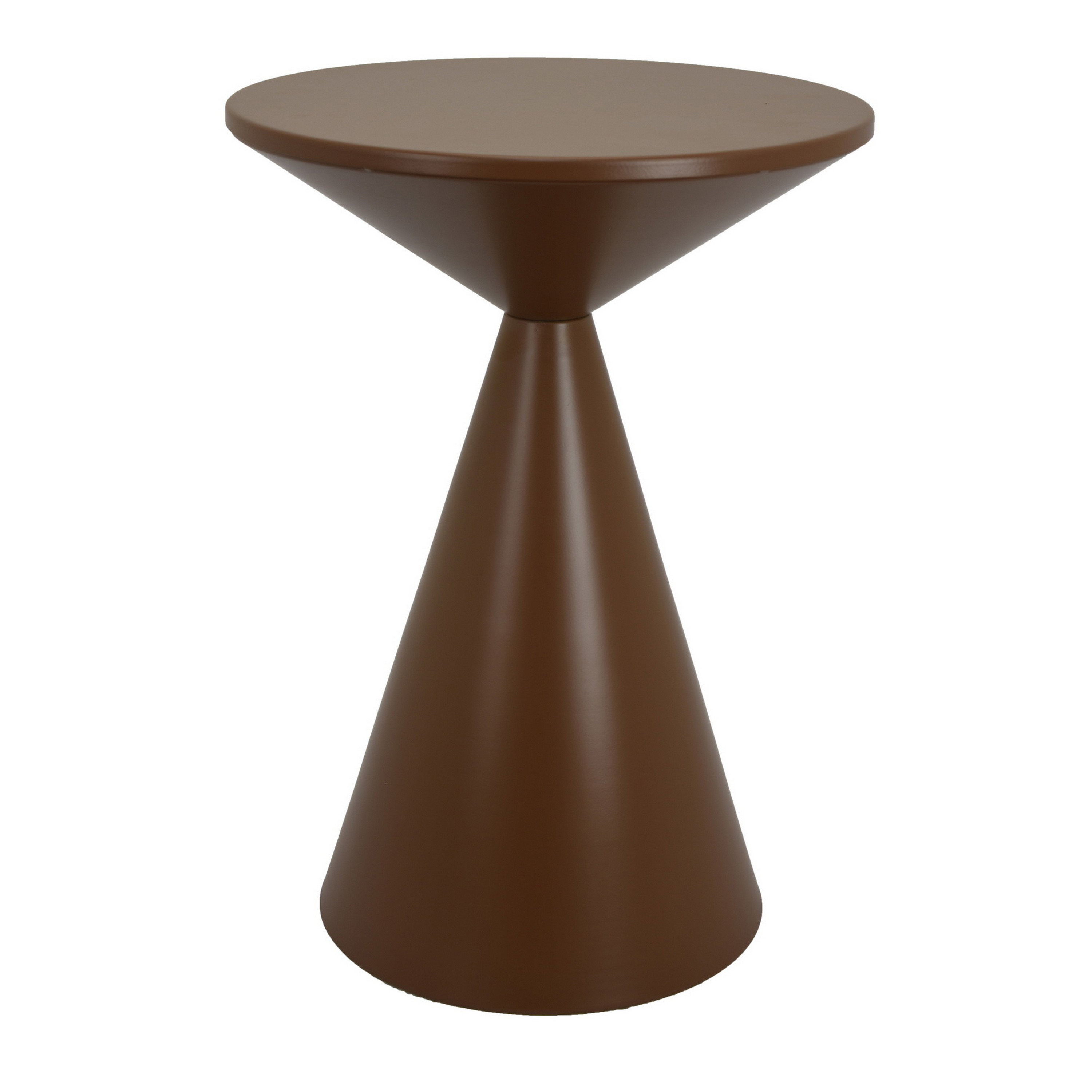 Benjara Jammy Plant Stand Table, Round Top, Brown Metal Cone Base | Wayfair
