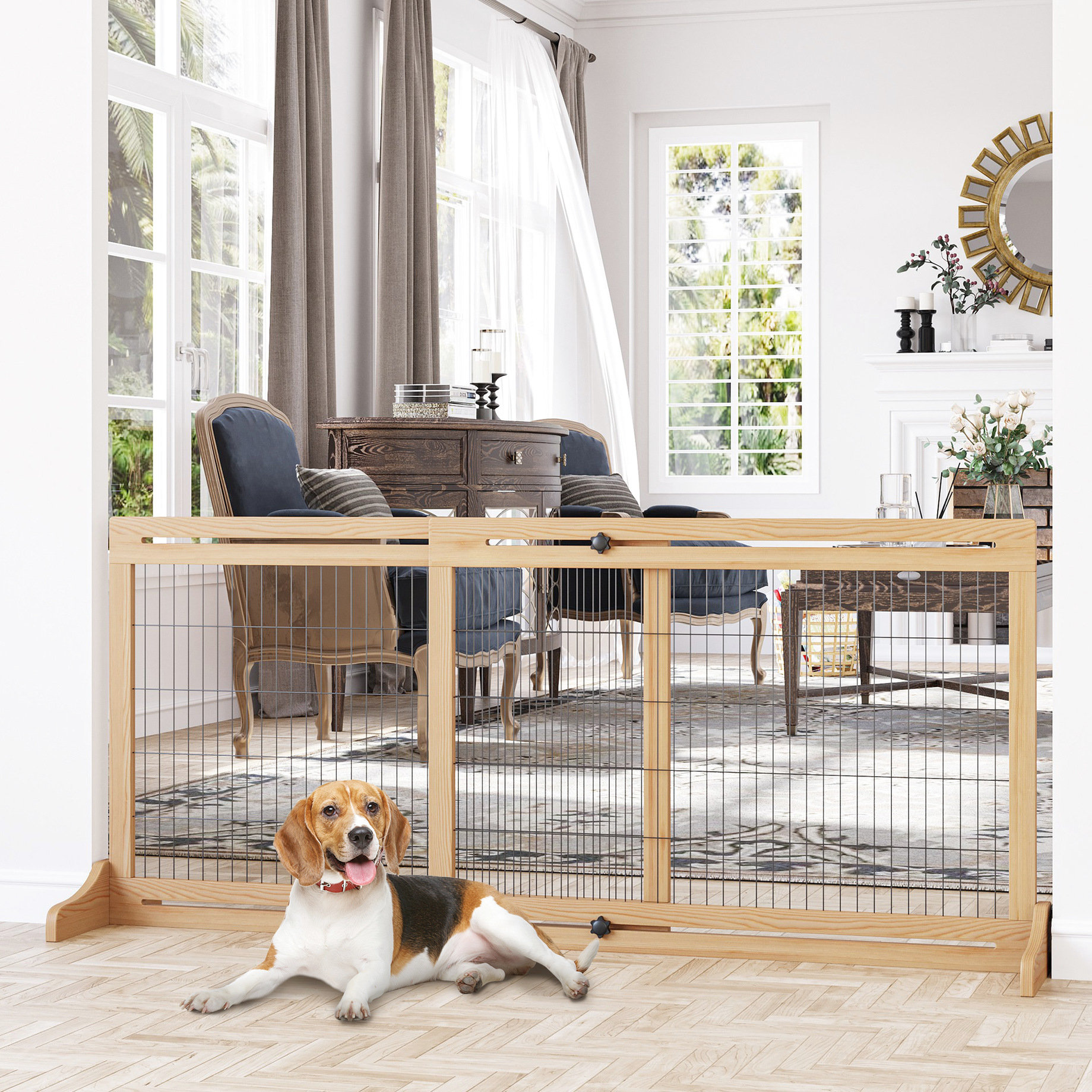 Tucker Murphy Pet™ Freestanding Pet Gate, 27.57" H, Adjustable For Dogs ...