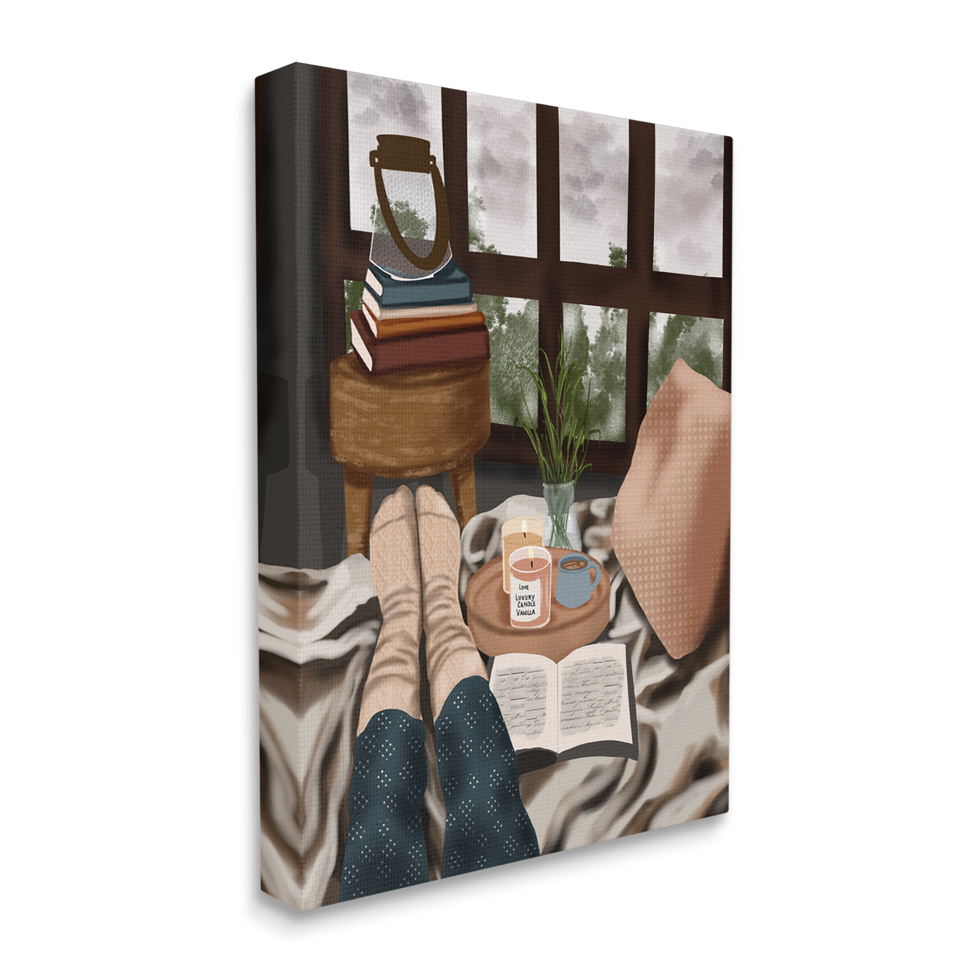 Ebern Designs Relaxing Reading in Bed Canvas Wall Art by Saba Rauf ...