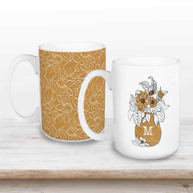 Winston Porter Mod Marigold Vase Monogram Mug - Set Of 2 | Wayfair