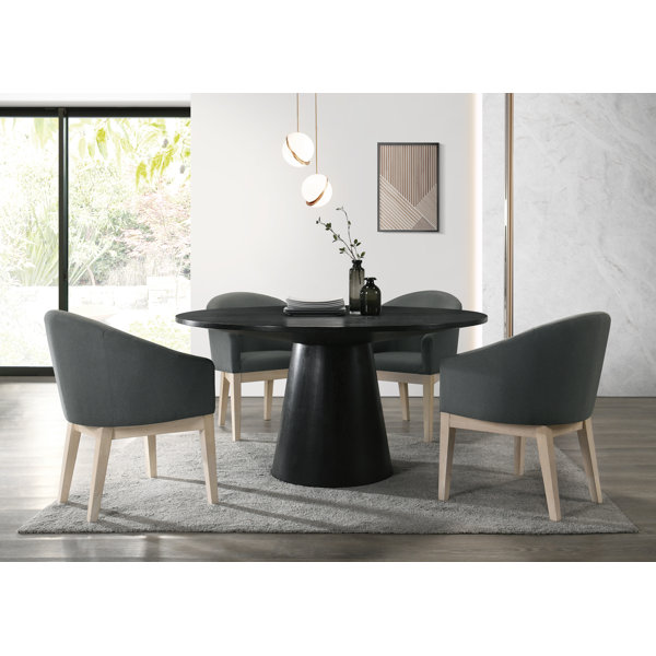 Red Barrel Studio® Jasper Ebony Black 5 Piece 59"W Round Dining Table ...