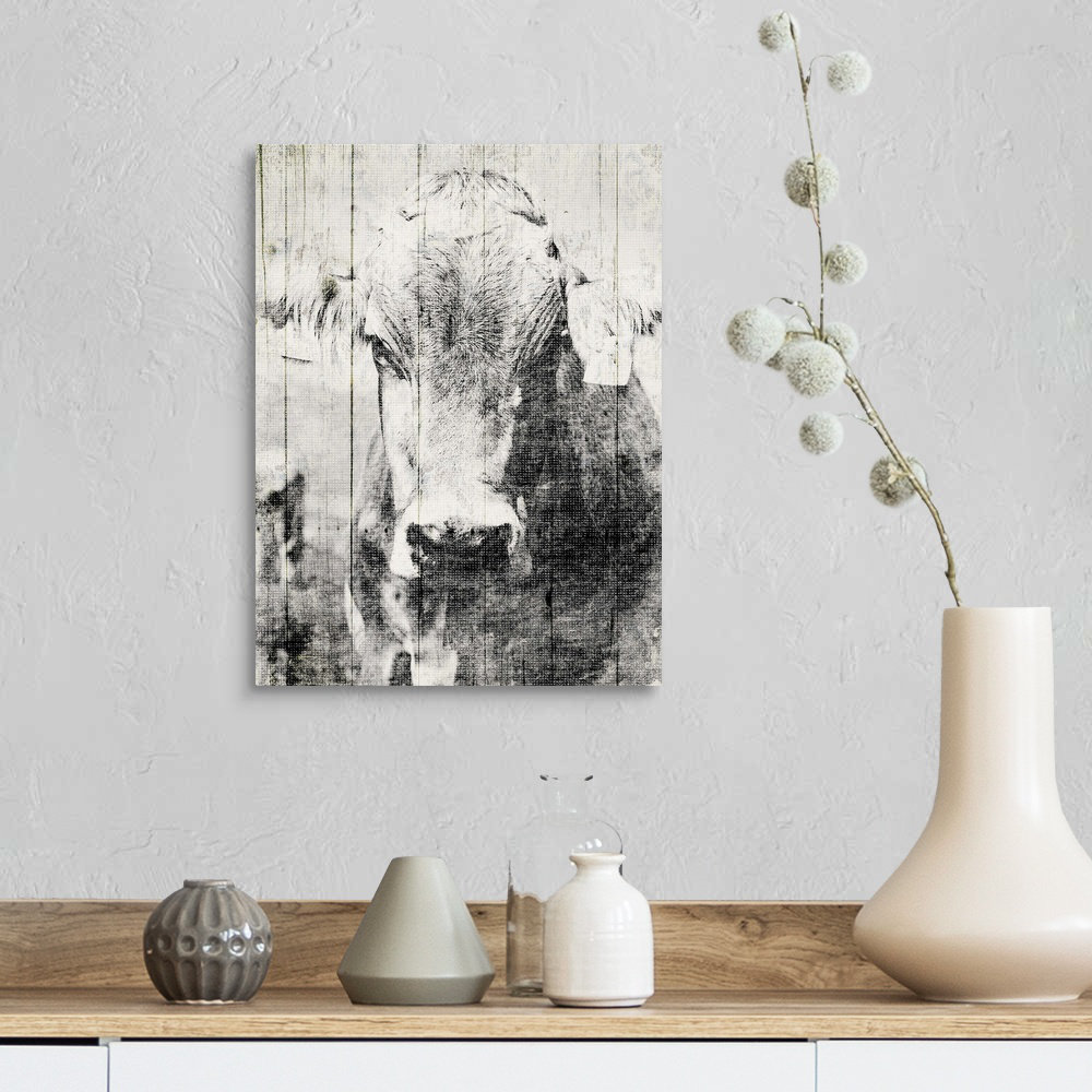 August Grove® Vintage Cow by Jace Grey - Print on Canvas | Wayfair