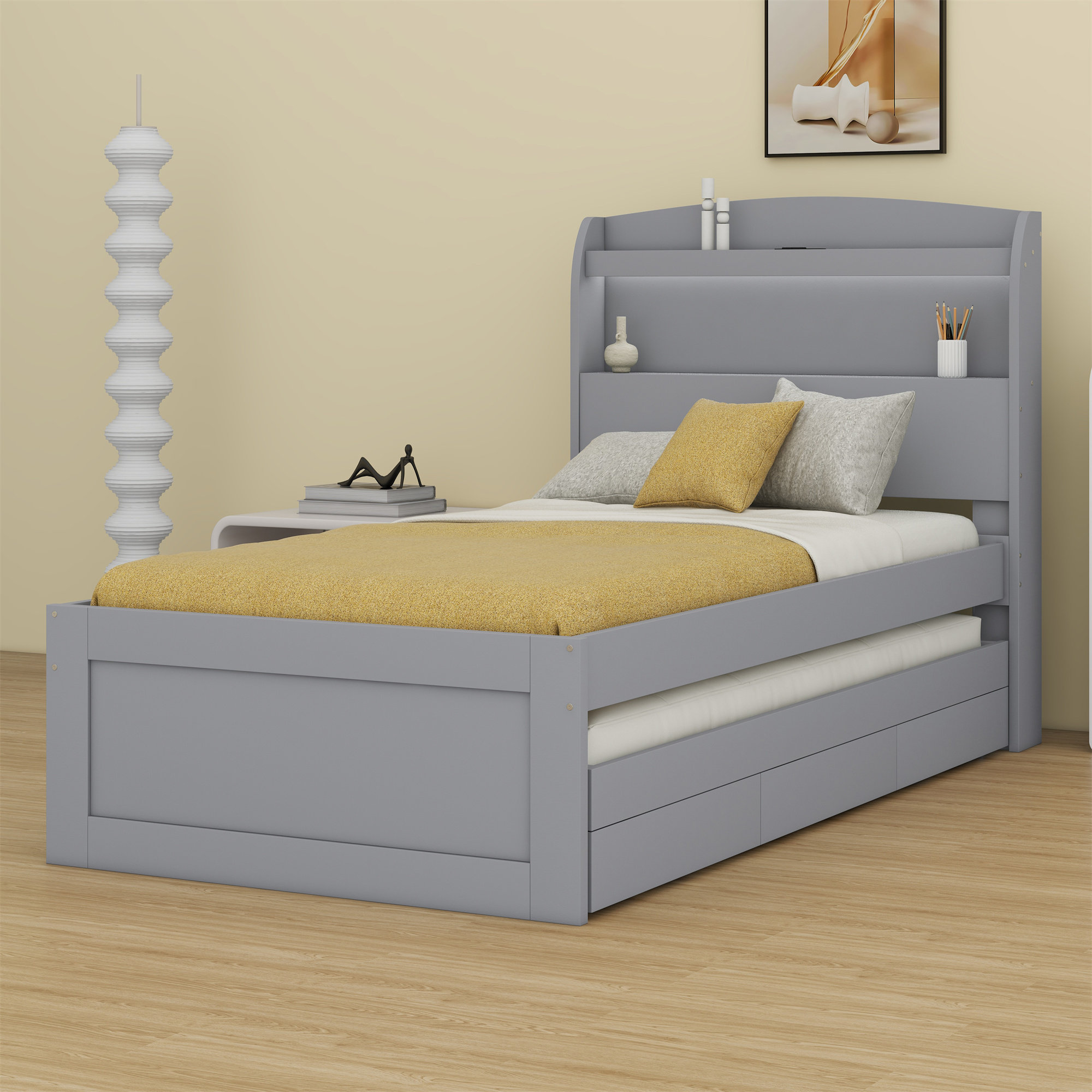 Red Barrel Studio® Platform Bed With Storage LED Headboard, Charging ...