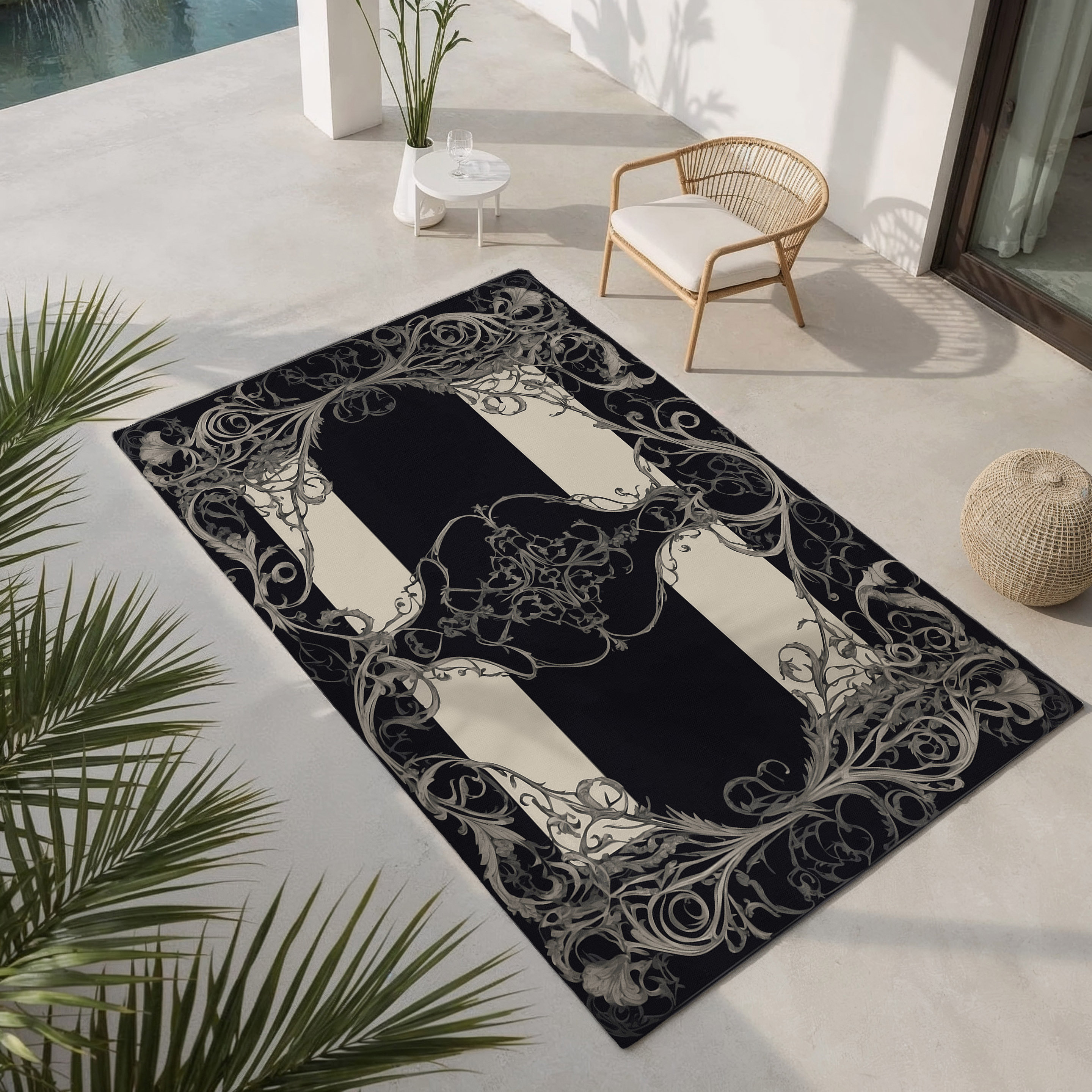 Winston Porter Veil Of Night Indoor And Outdoor Area Rug | Wayfair