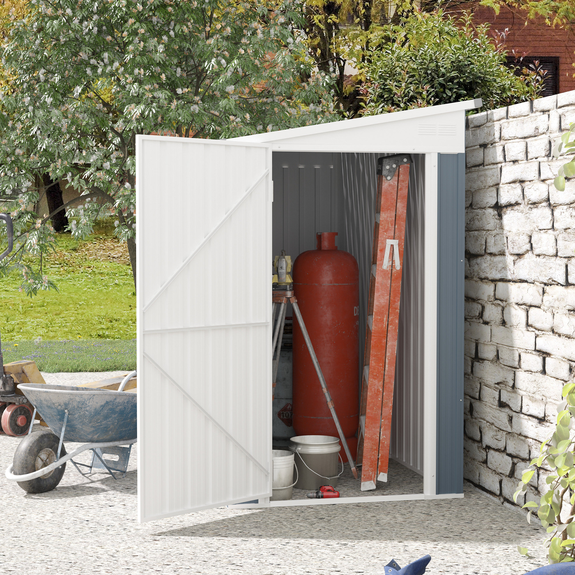 Outsunny 4 ft. W x 8 ft. D Metal Lean-To Tool Shed - Wayfair Canada