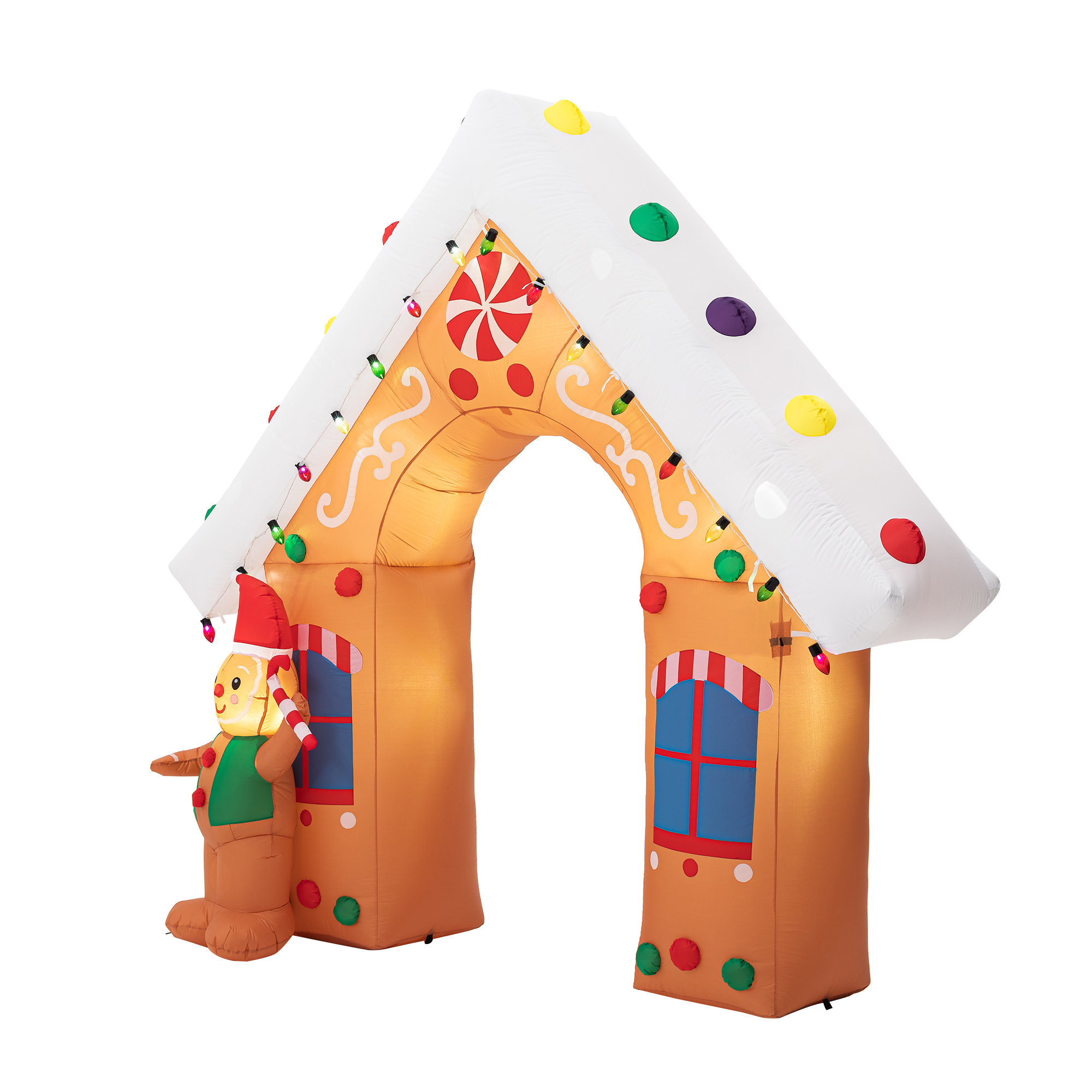 The Holiday Aisle® 8FT Lighted Gingerbread House Inflatable Decor | Wayfair