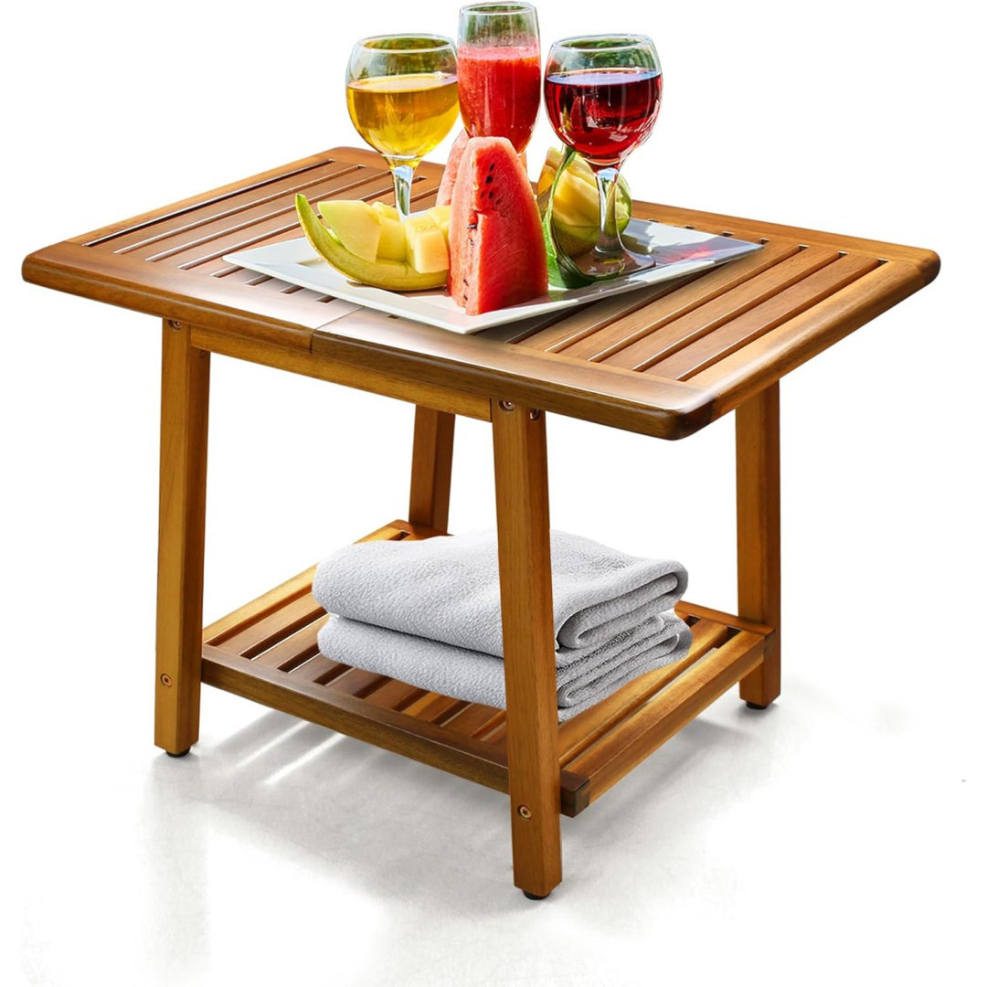 Dakota Fields 24 Inches Outdoor Side Table, 2-Tier Sturdy Patio, End ...