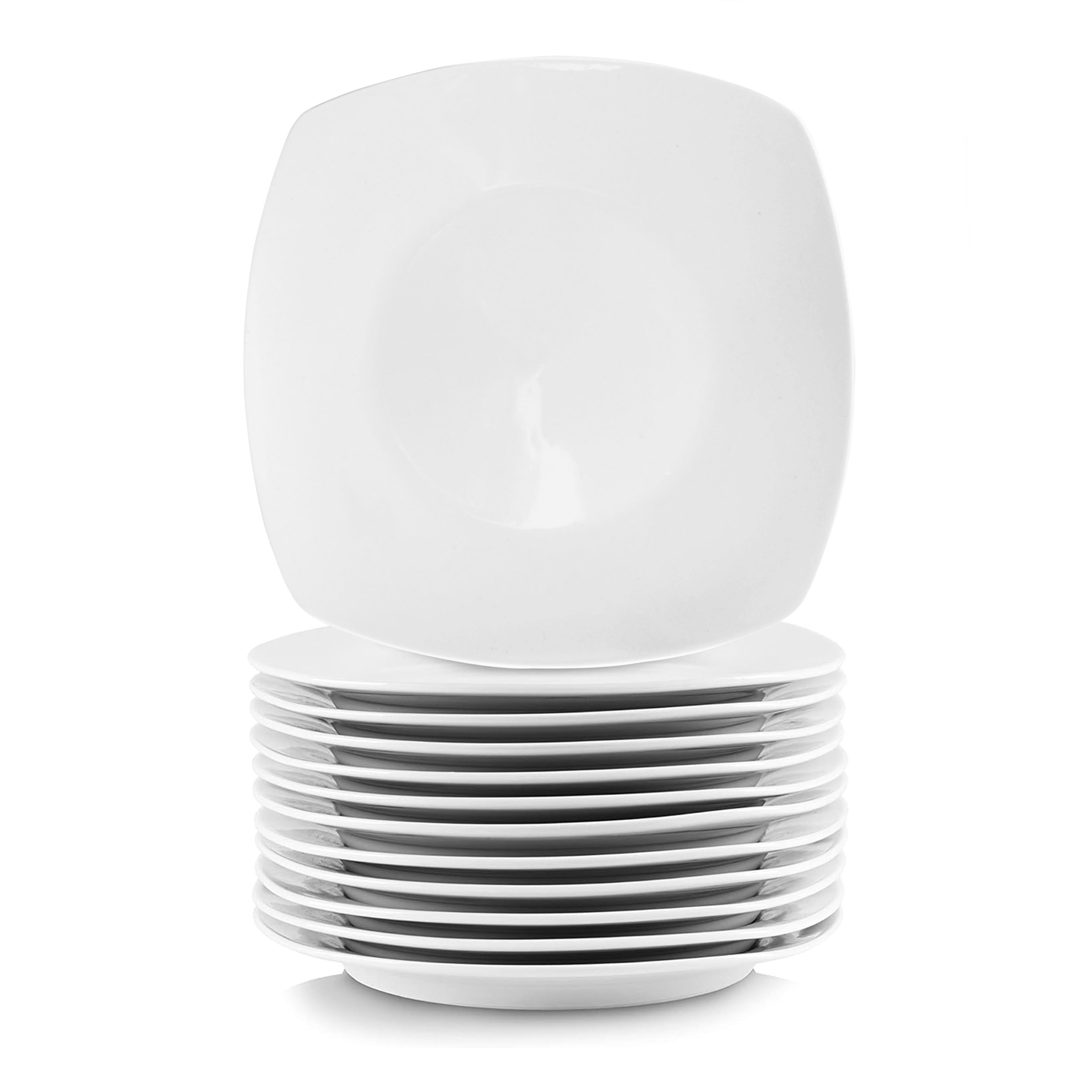 Latitude Run® 12 Piece Square Porcelain Large Dinner Plates in White ...