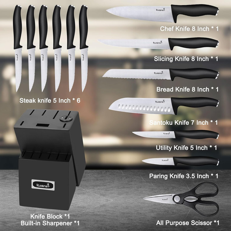 Kuisine Premium High Carbon Stainless Steel Knife Set With Ergonomic ...