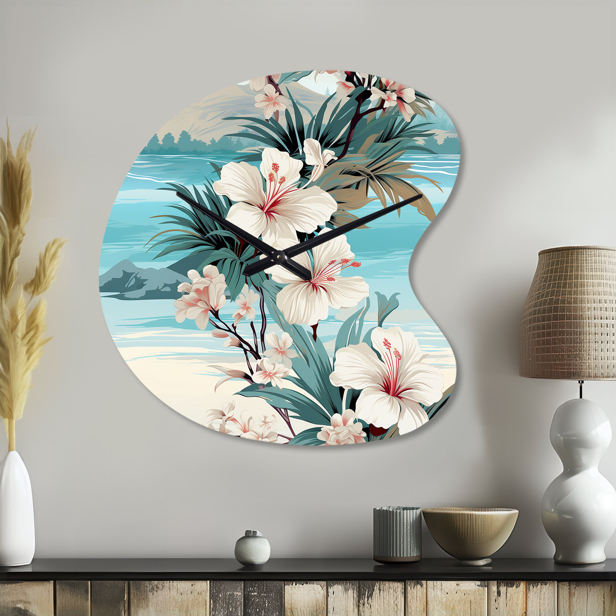 Design Art Seaside Reflections Tropical Pattern - Drop Shape Coastal 3D ...