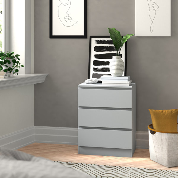 Zipcode Design Francine 3 Drawer Chest Of Drawers: 60cm Wide. Matt ...