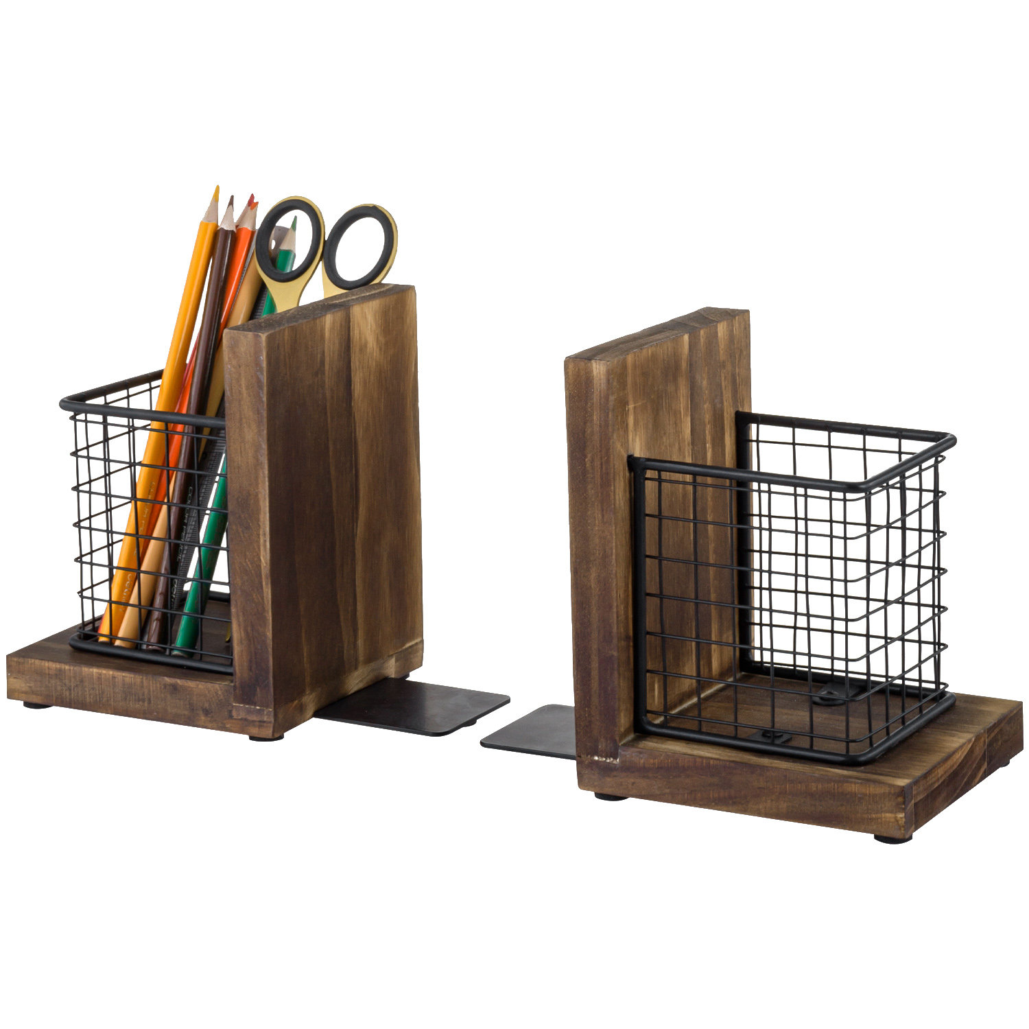 17 Stories Basket Bookends 2 Piece Office & Reviews | Wayfair