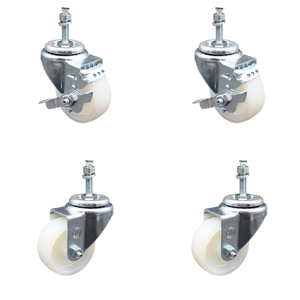 Service Caster 3 Inch SS Nylon Wheel Swivel 10mm Threaded Stem Caster ...