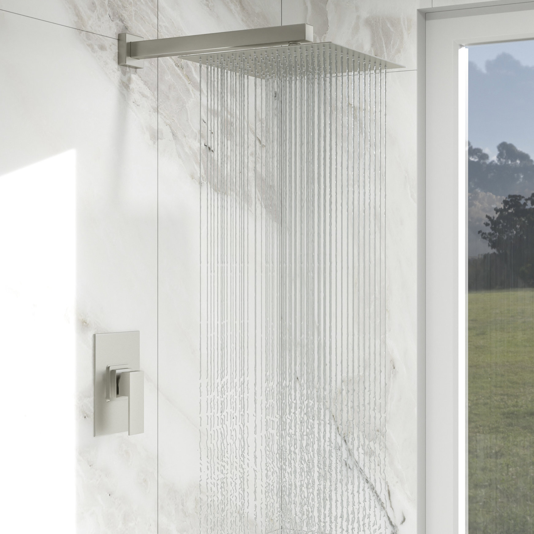 fengshu Shower System With 10-inch Square Rain Head And -balanced Valve ...