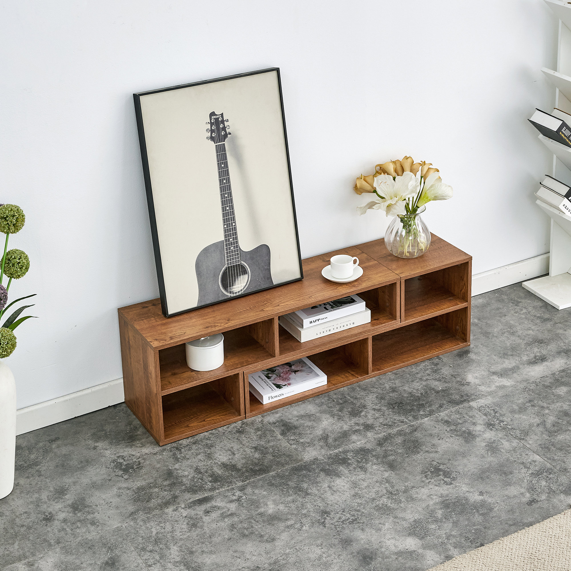 17 Stories 2-Piece Modular L-Shaped TV Stand With Open Storage,Modern ...