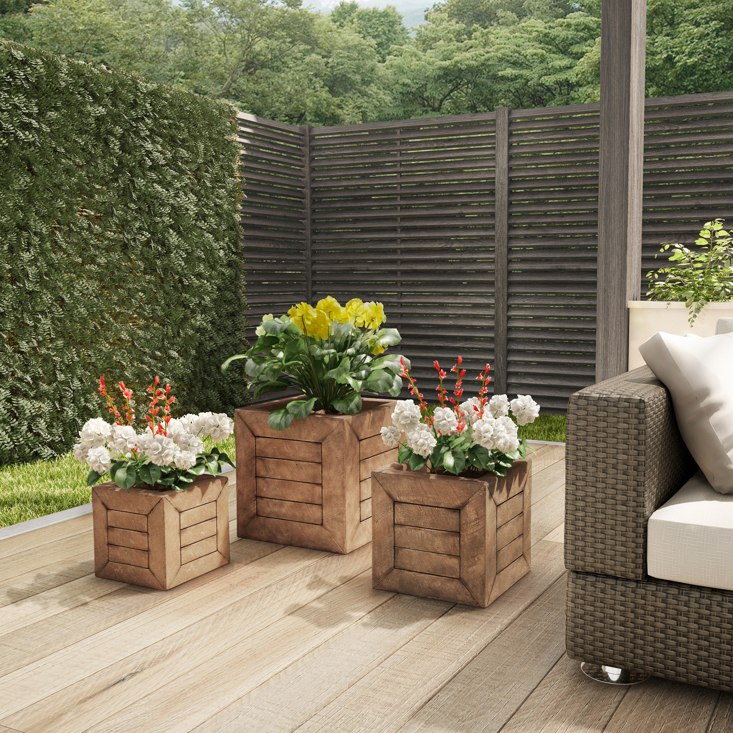 Millwood Pines Large Outdoor Planter Set of 3 (Brown) - Wayfair Canada