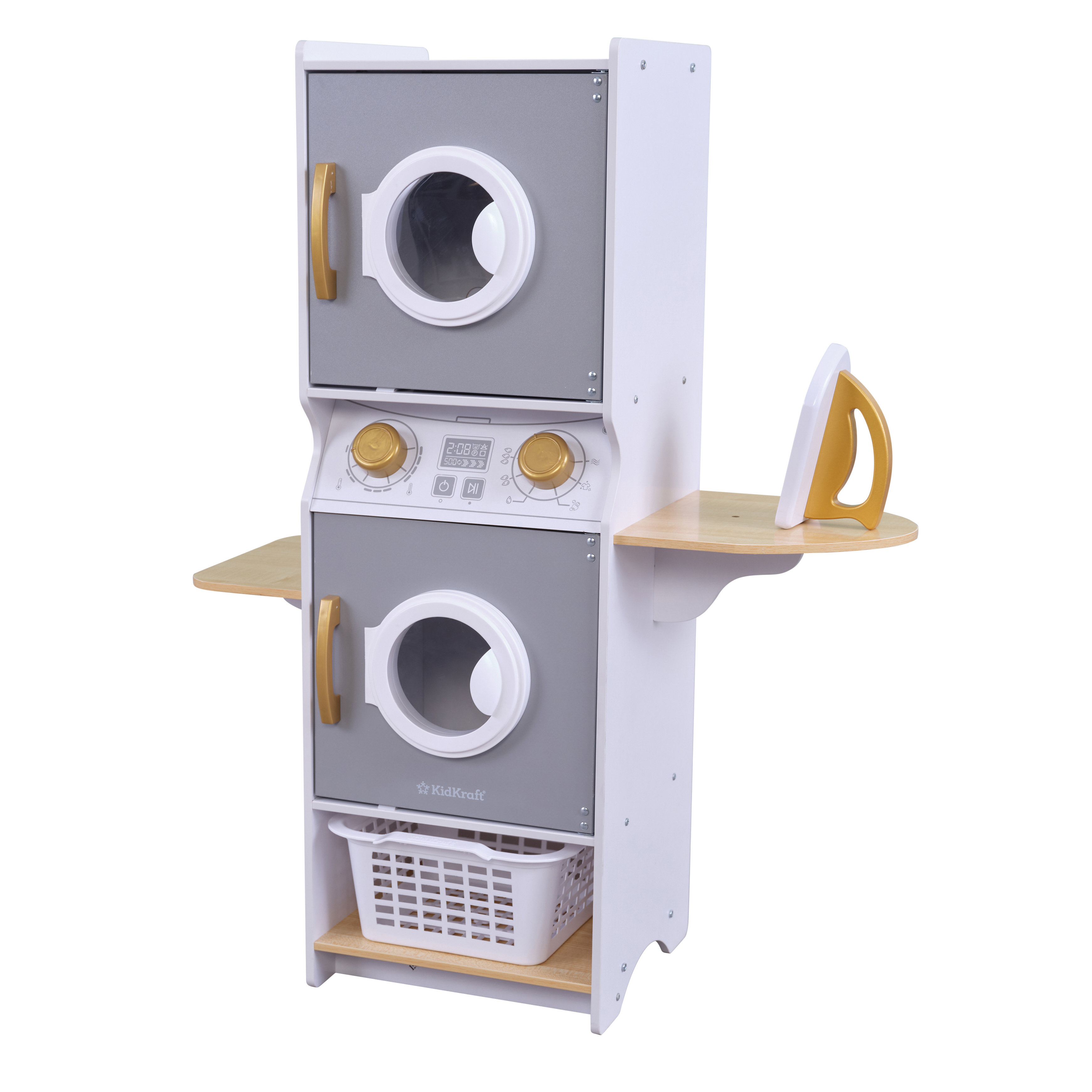 KidKraft Laundry Play Set, Wooden Stacking Washer And Dryer With Iron ...